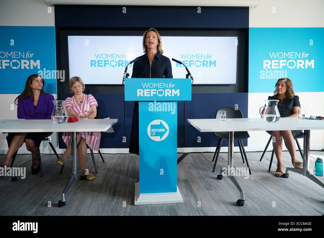 Sarah Pochin, MP for Runcorn, speaks during a Reform UK press ...