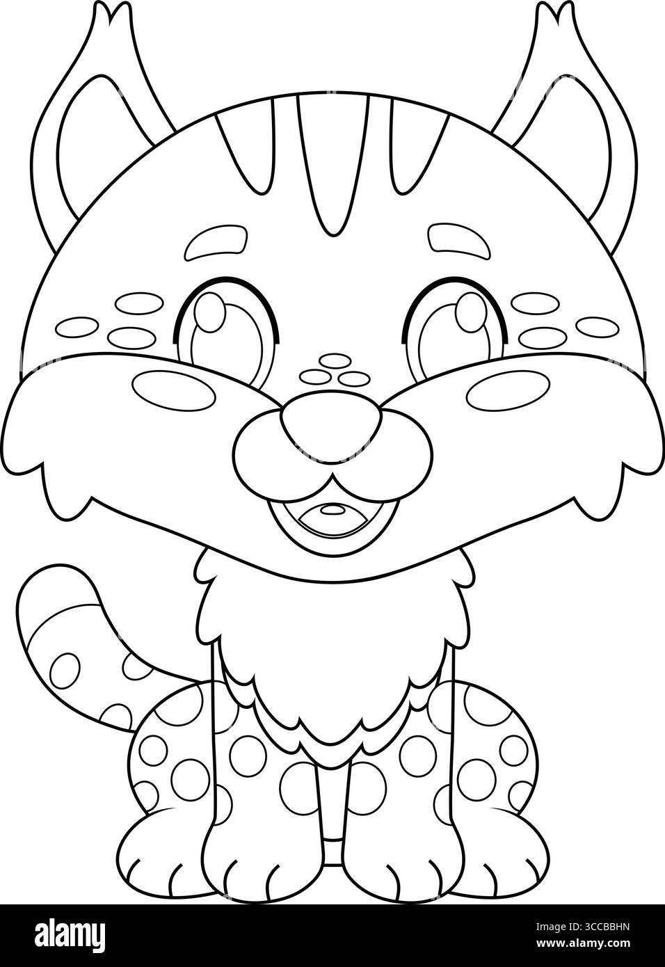Outlined Cute Wildcat Animal Cartoon Character. Vector Hand Drawn ...