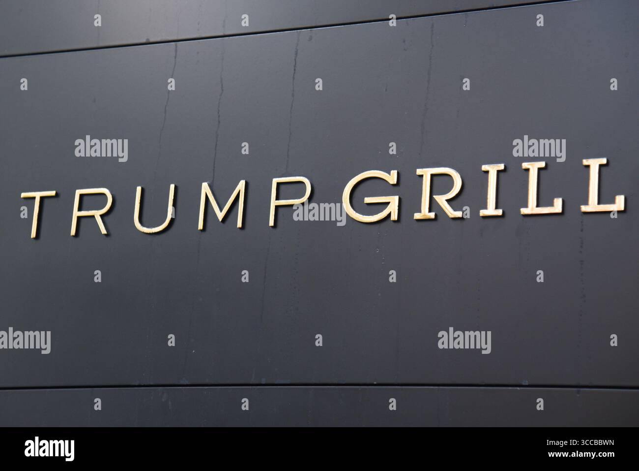 Trump Grill brand signage is displayed in New York, NY, August 10, 2025 ...