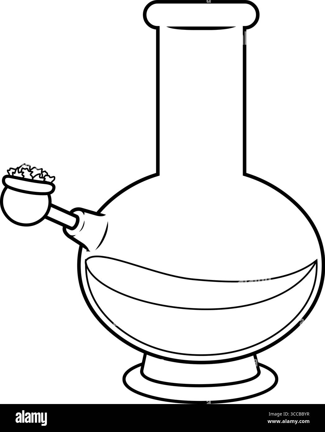 Outlined Cartoon Marijuana Bong For Smoking. Vector Hand Drawn ...