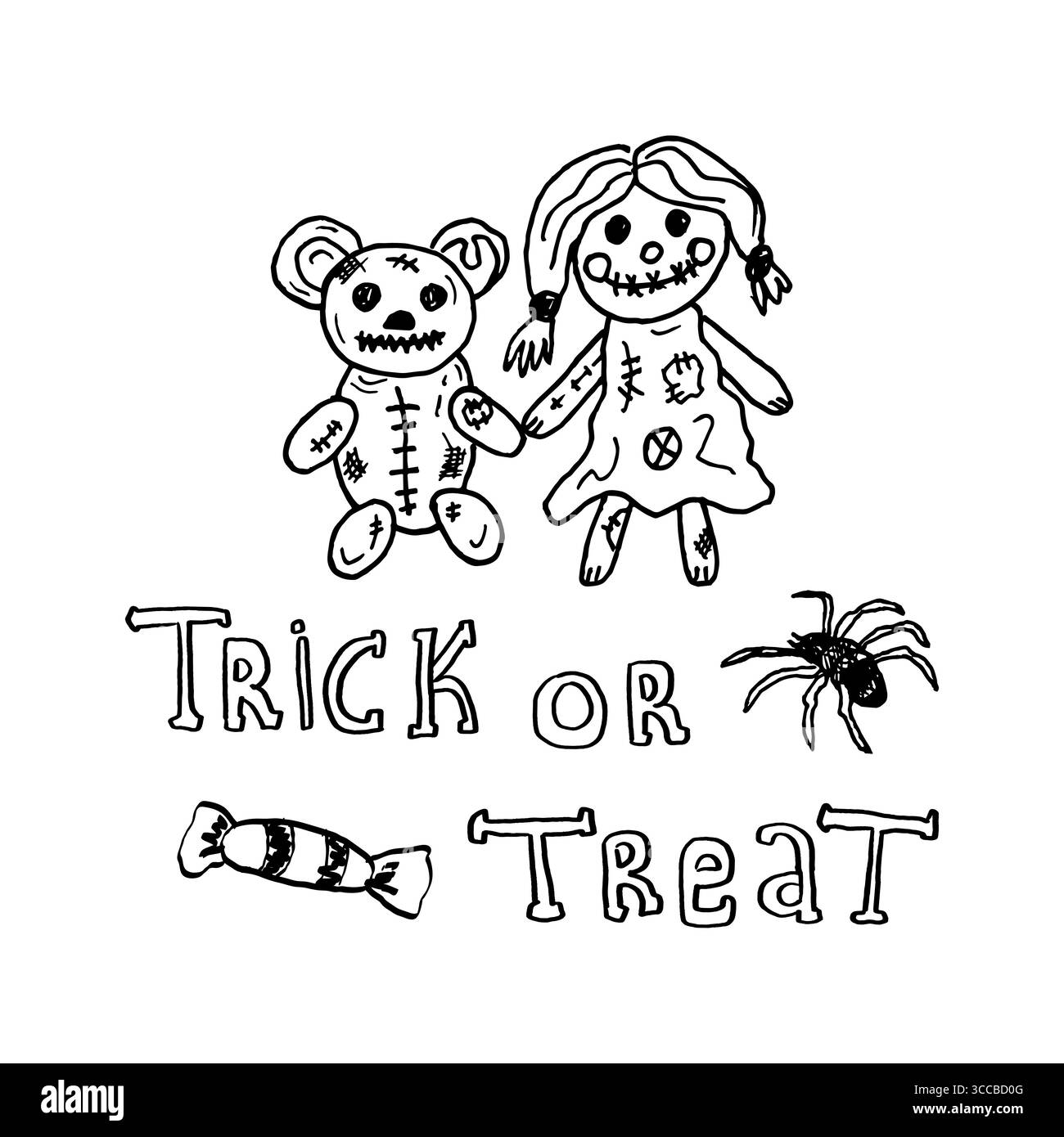 Festive design for Halloween party invitations with creepy yet cute toy ...