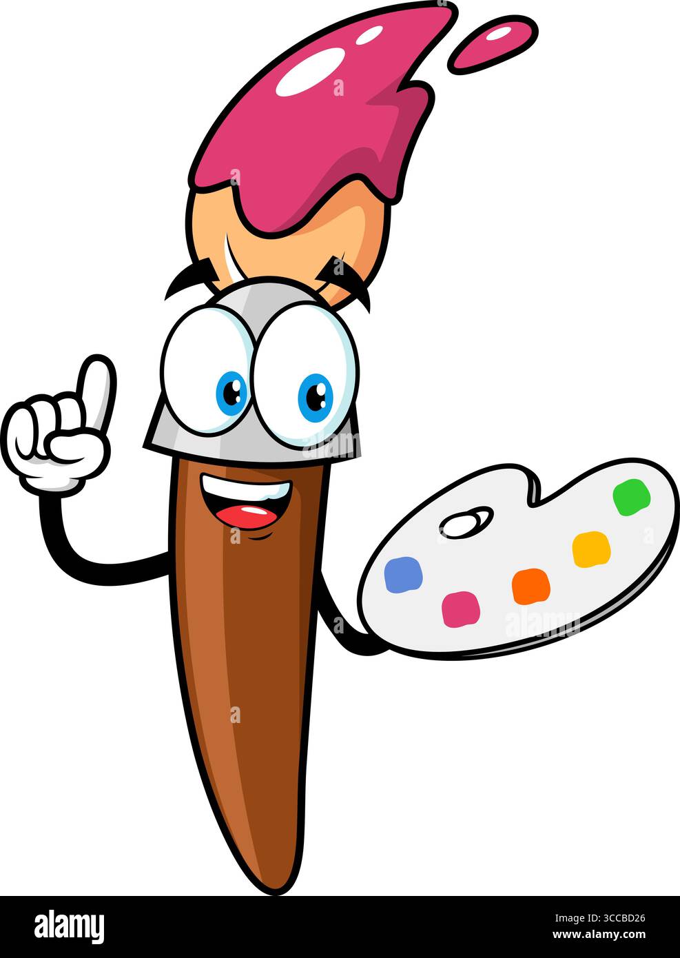 School Paint Brush Cartoon Character Holding A Color Palette. Vector ...