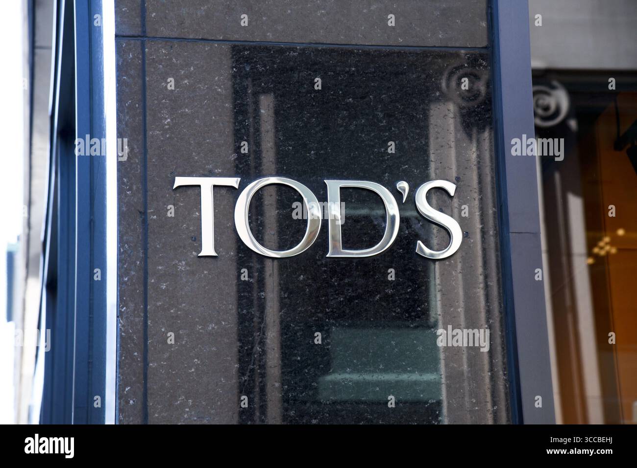 Tod's fashion brand signage is displayed in New York, NY, August 10 ...