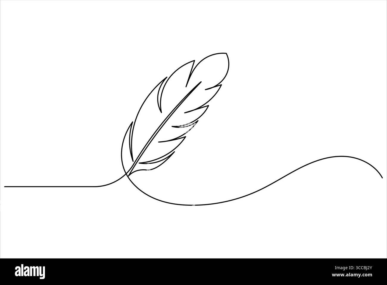 Feather continuous one line drawing minimalist style on white ...