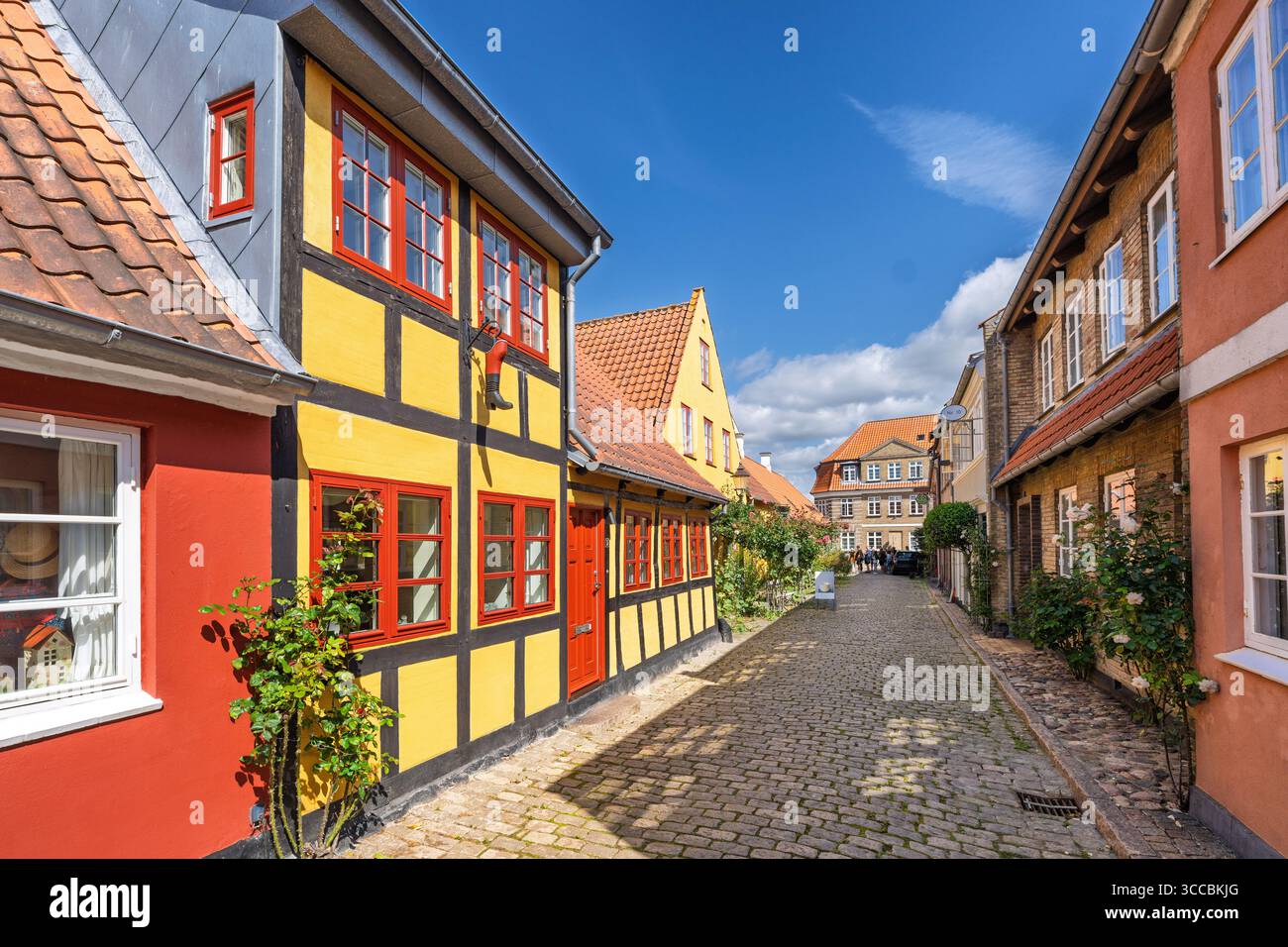 A picturesque street in a historic village showcases vibrant ...