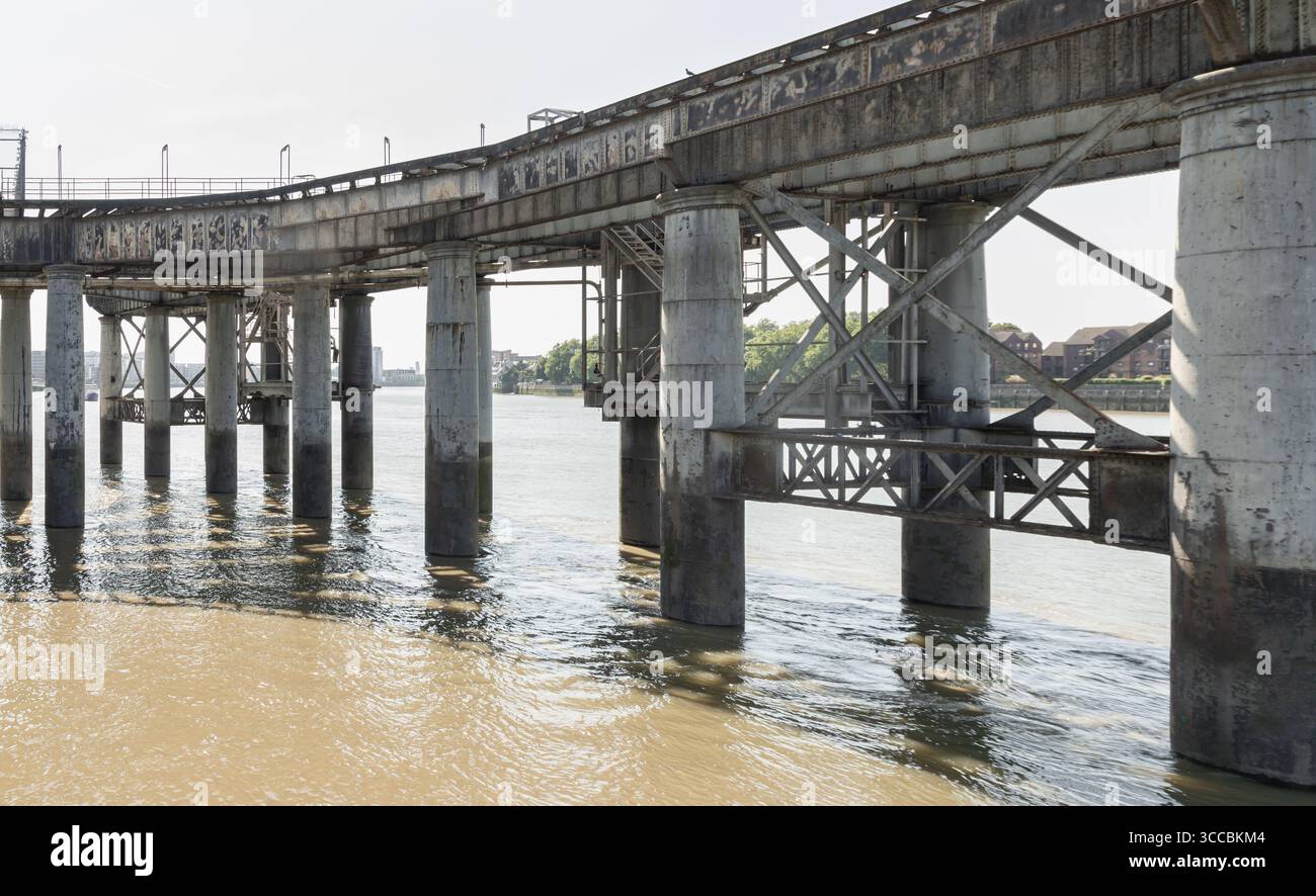 London, UK - Jun 18, 2025 - the pier structure of the Greenwich Power ...