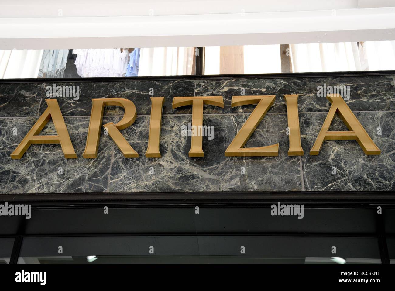 Aritzia brand signage is displayed in New York, NY, August 10, 2025 ...