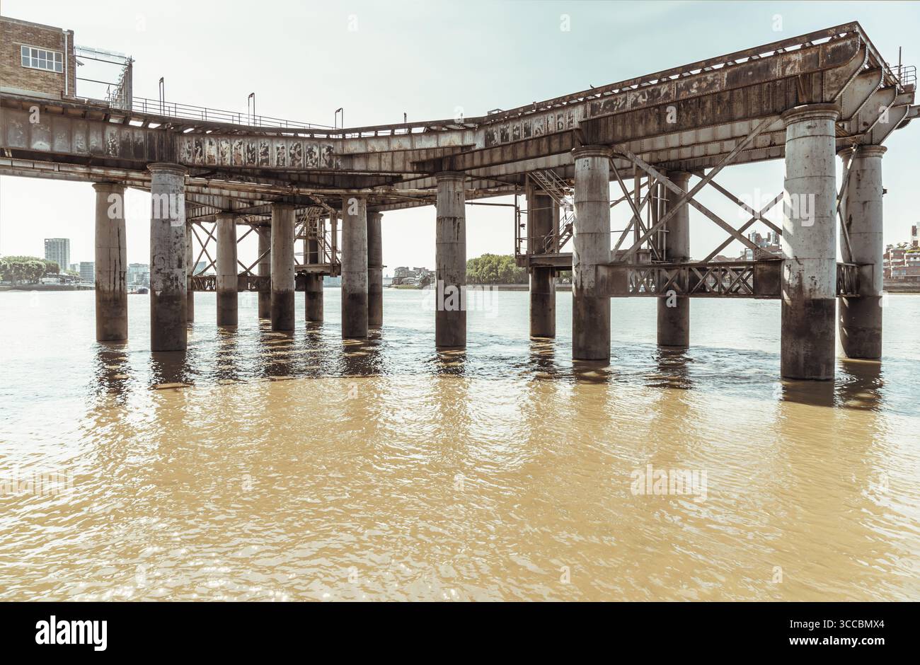 London, UK - Jun 18, 2025 - the pier structure of the Greenwich Power ...
