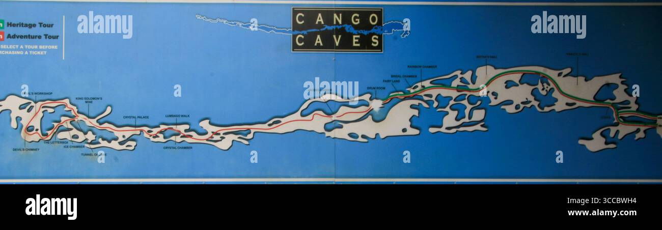 map of the Cango Caves, Oudtshoorn, Western Cape Province, South Africa ...