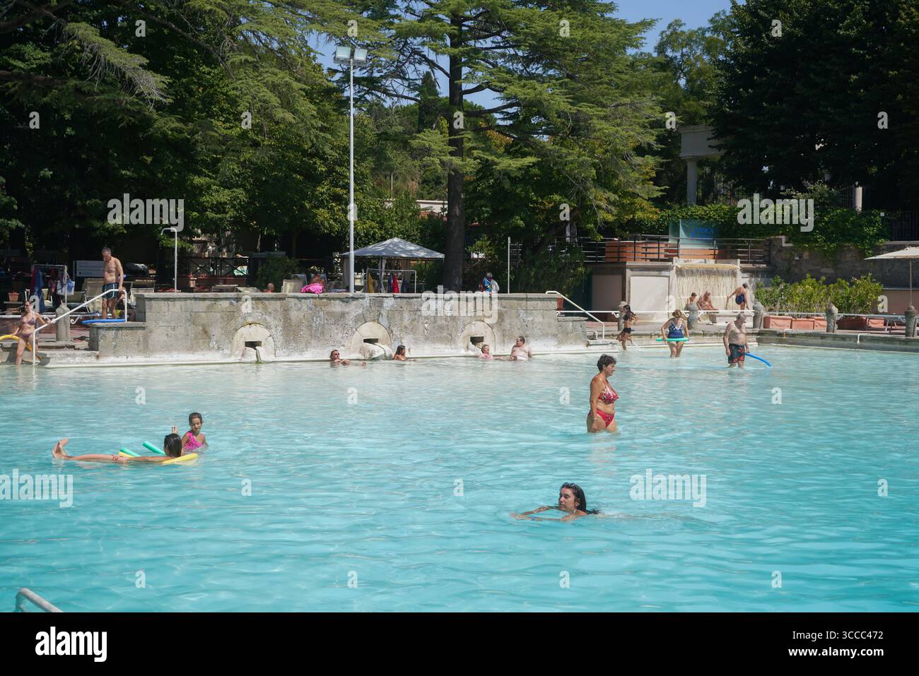Viterbo, Italy 11 August 2025. Bathers relaxing in the papal thermal ...