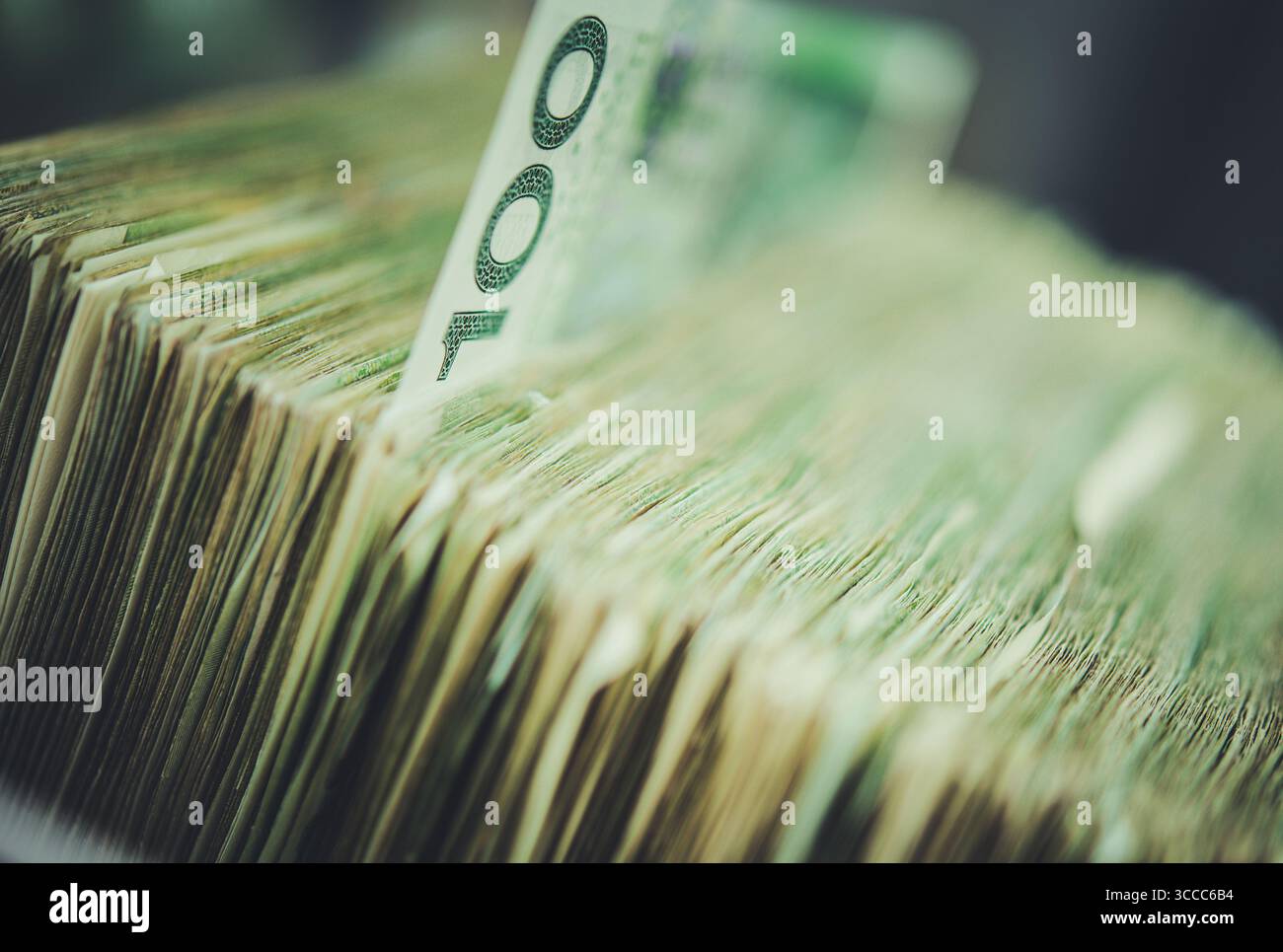 Bundles of Polish Zloty cash are displayed in a close-up, revealing ...