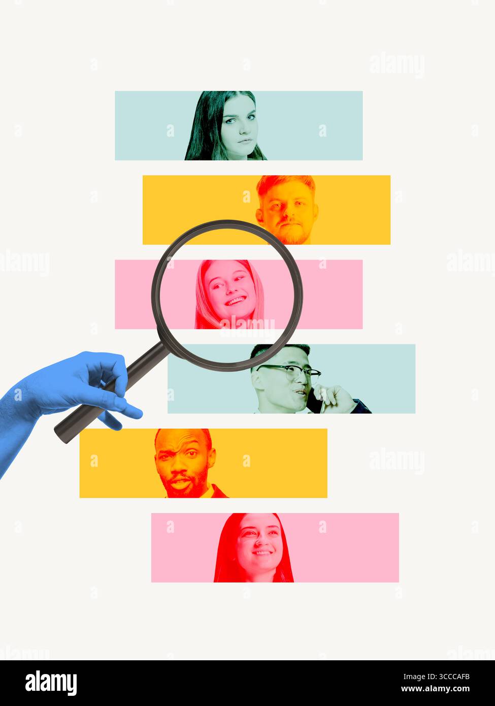 Modern candidate selection with magnifying glass highlight Stock Photo ...