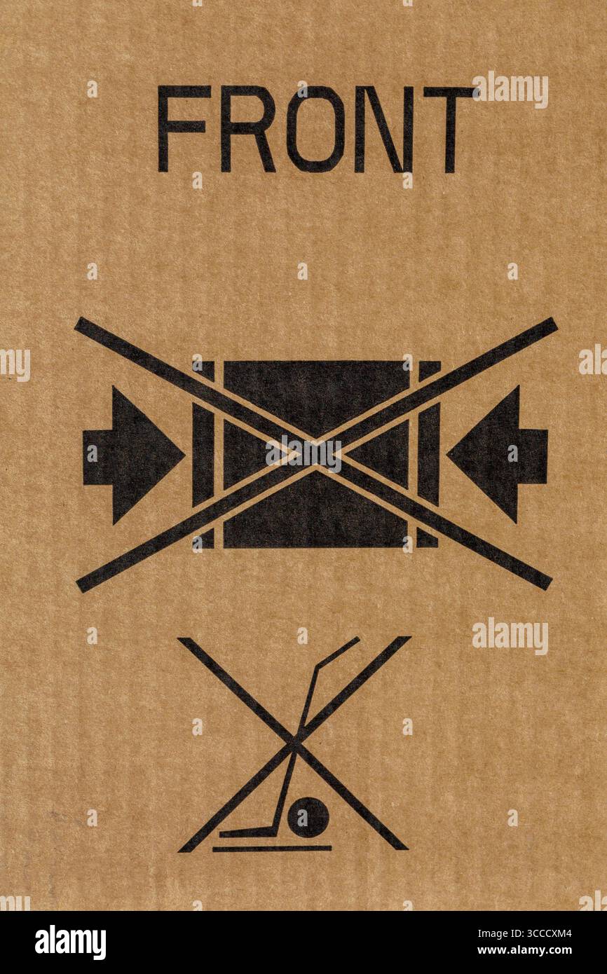 symbols - detail on cardboard packaging Stock Photo - Alamy