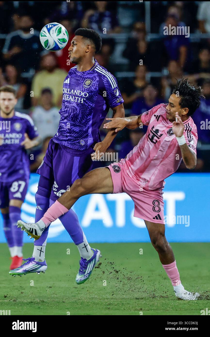 Orlando City defender Alex Freeman, left, heads the ball against Inter ...
