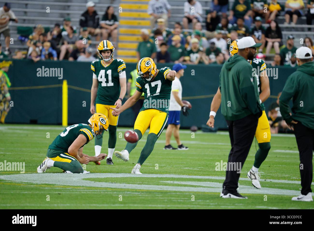 Green Bay Packers place kicker Brandon McManus a during a preseason NFL ...