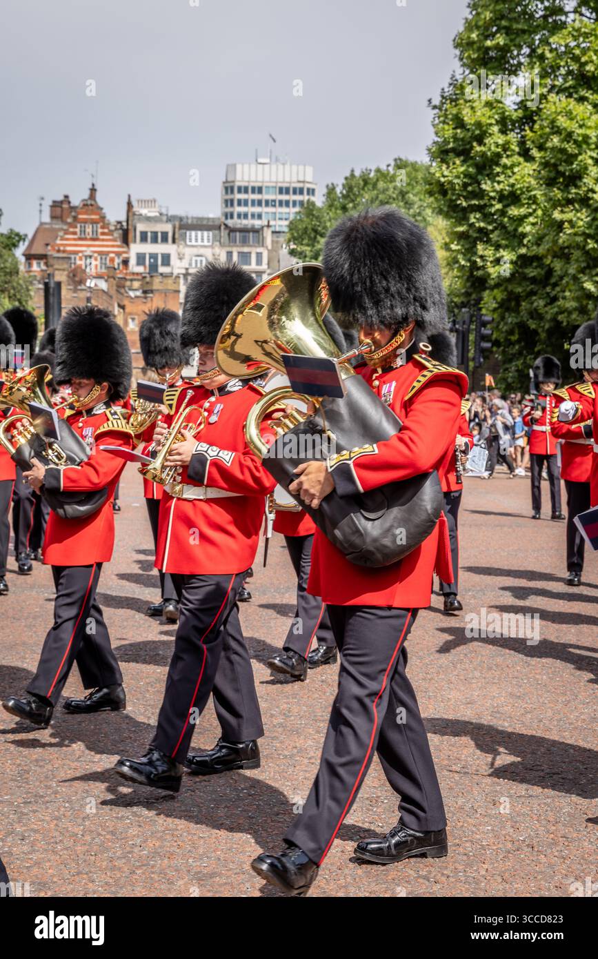 Tuba of the Scots Guards band, The Mall, London, England, UK Stock ...