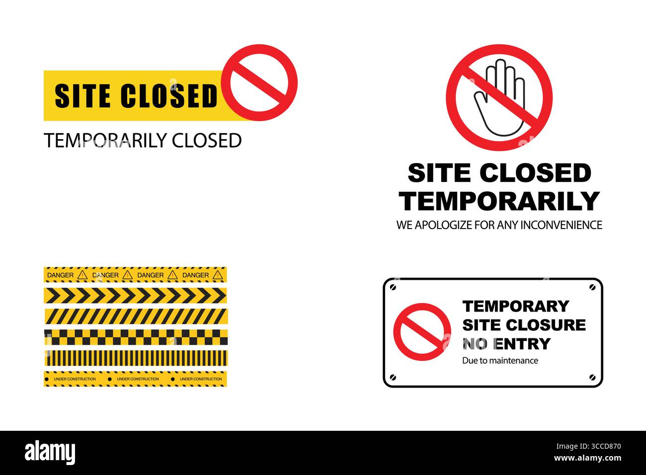 Temporary Site Closure Signs Vector Transparent Background, Safety Warning , Construction Site ...