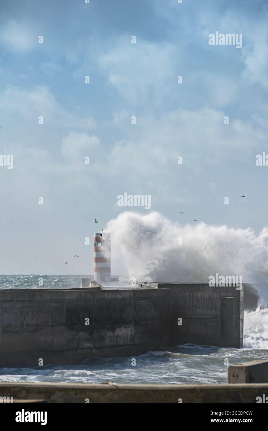 Colossal Wave Eruption Behind Porto Lighthouse Creates Dramatic ...
