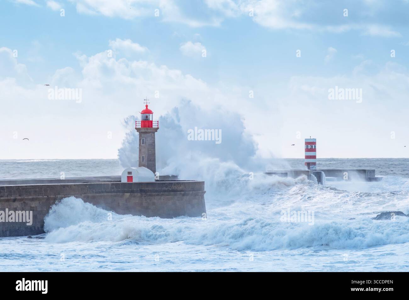 Porto Harbor Twin Beacon System Battling Fierce Atlantic Ocean Swells ...