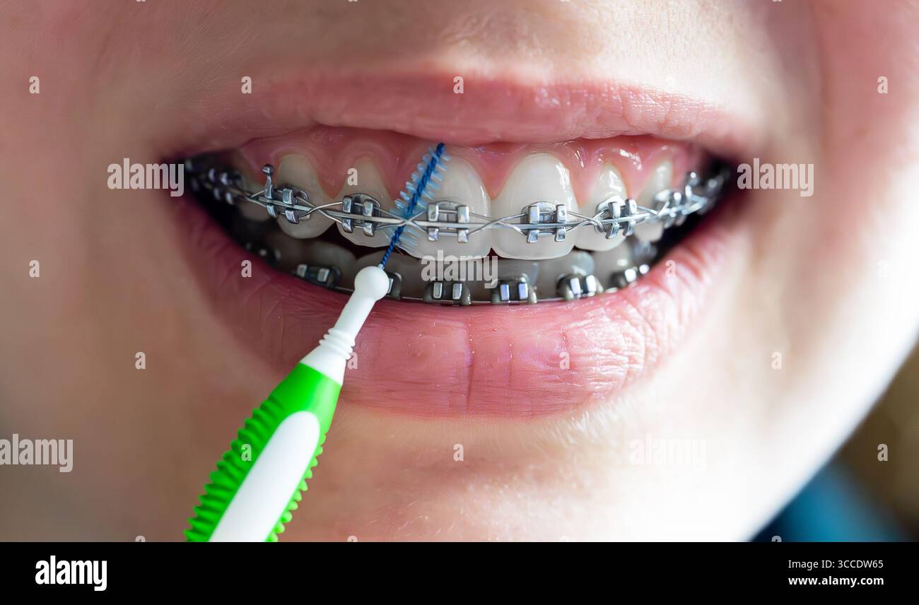 Girl braces cleaning teeth hi-res stock photography and images - Alamy