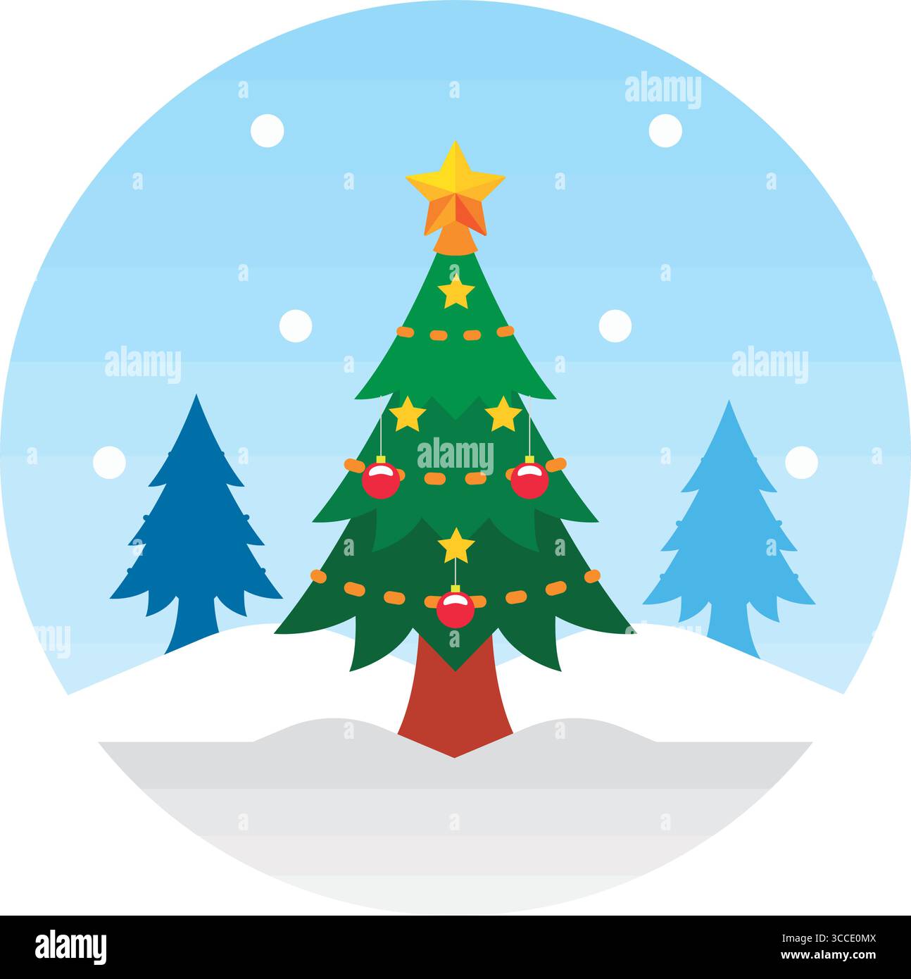 Festive christmas tree snowy Stock Vector Images - Alamy