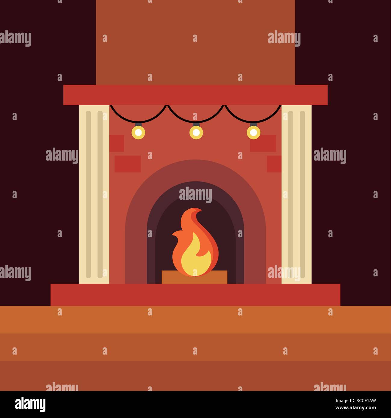 Living room glowing fireplace Stock Vector Images - Alamy
