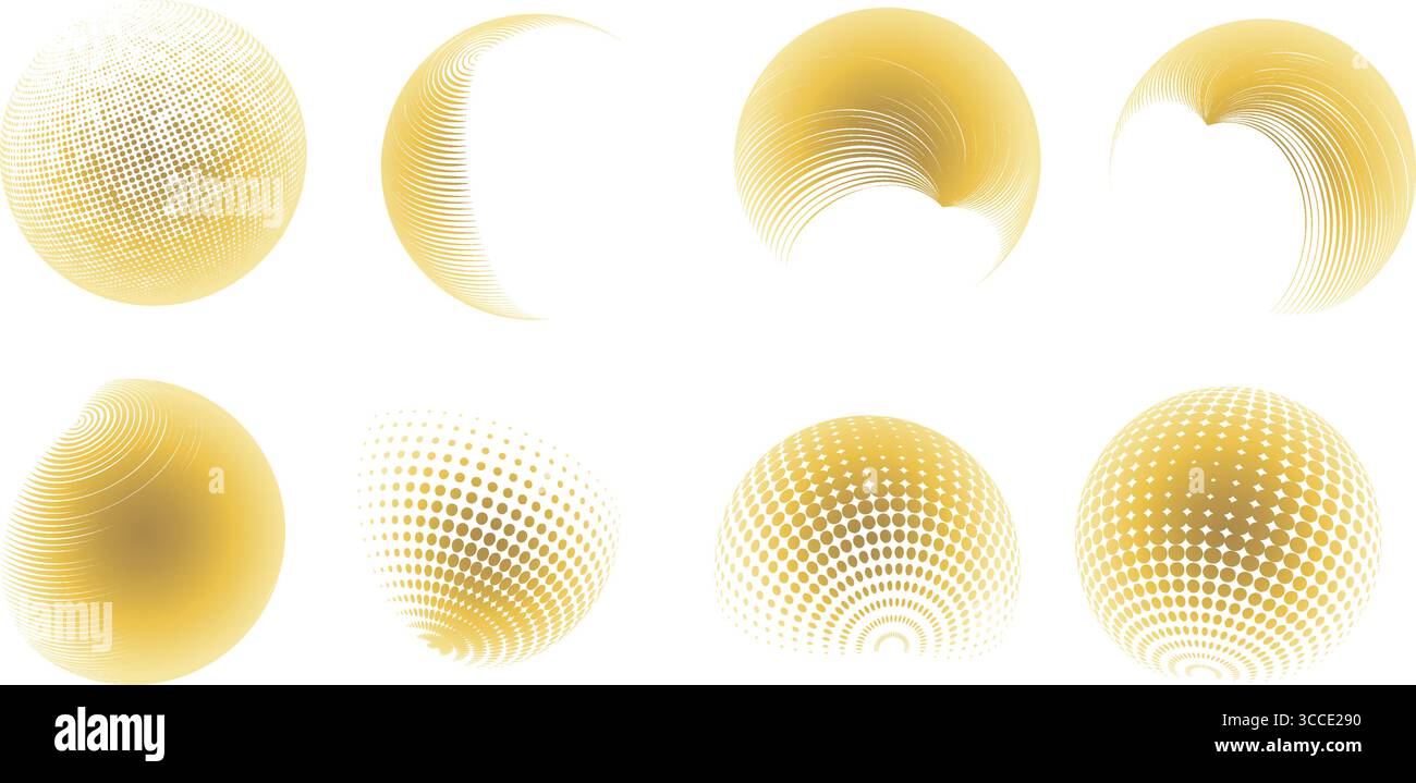 Contemporary set of halftone rounded 3d figures Stock Vector Image ...