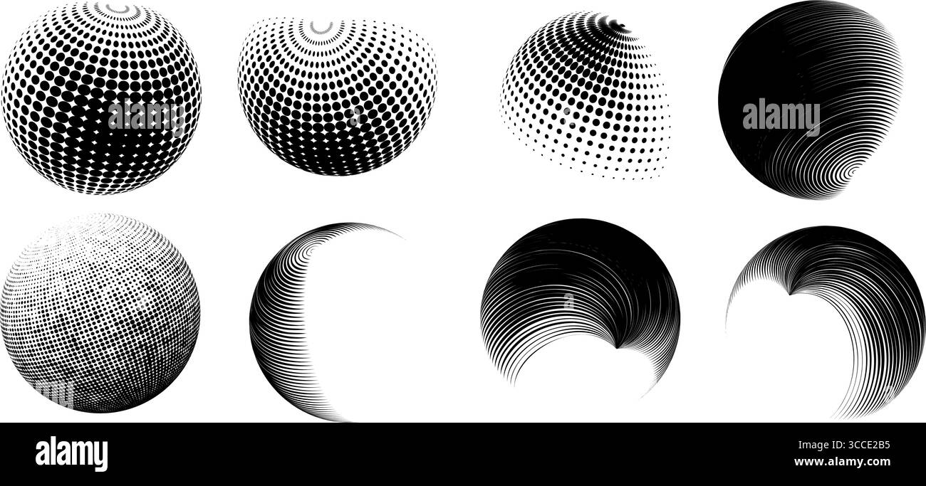 Contemporary set of halftone rounded 3d figures Stock Vector Image ...