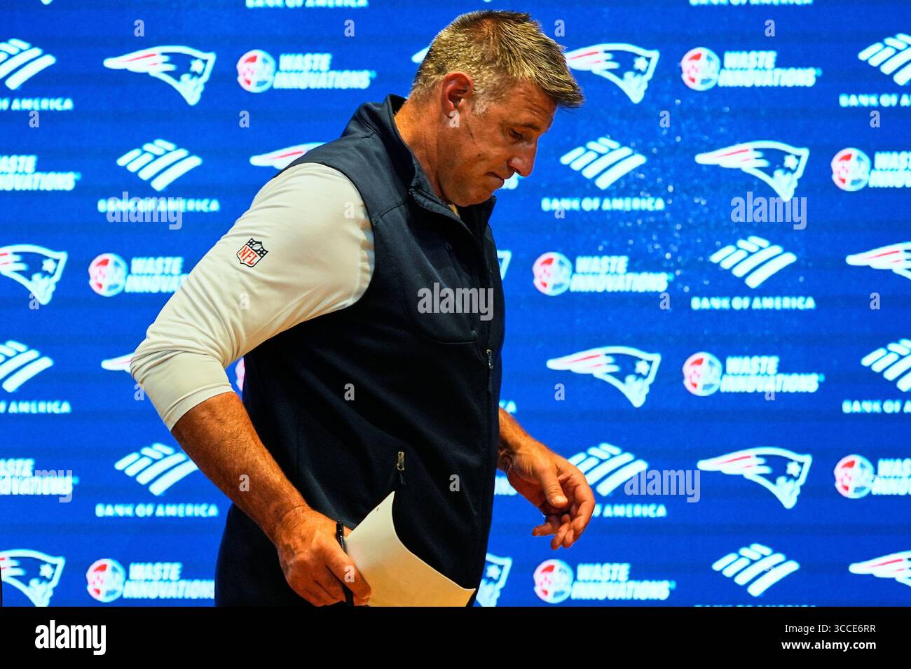 New England Patriots head coach Mike Vrabel after an NFL preseason ...