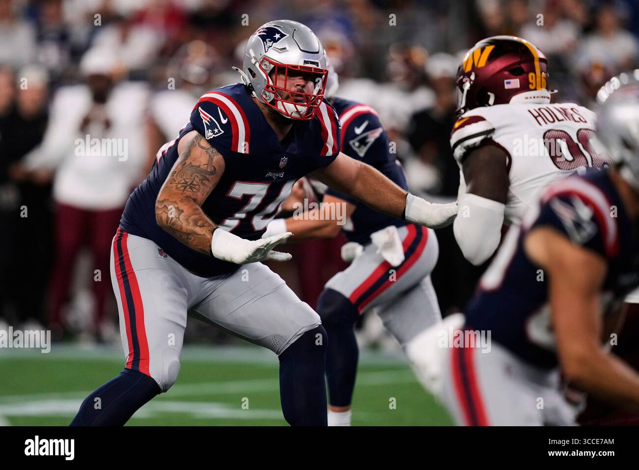 New England Patriots guard Jack Conley (74) during an NFL preseason ...