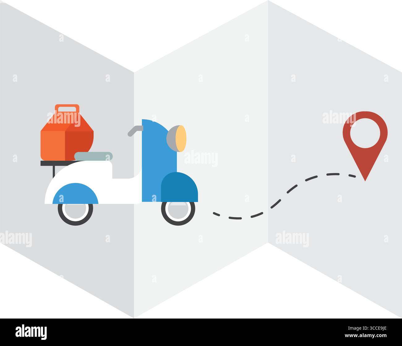 Blue scooter map delivery. Vector Stock Vector Image & Art - Alamy