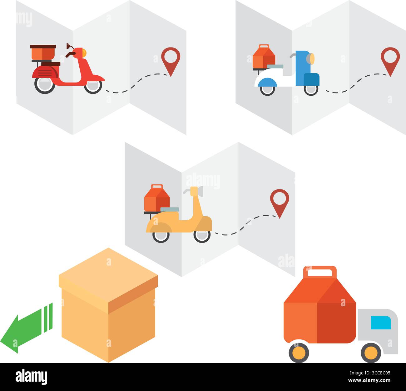 Delivery map tracking set. Vector Stock Vector Image & Art - Alamy