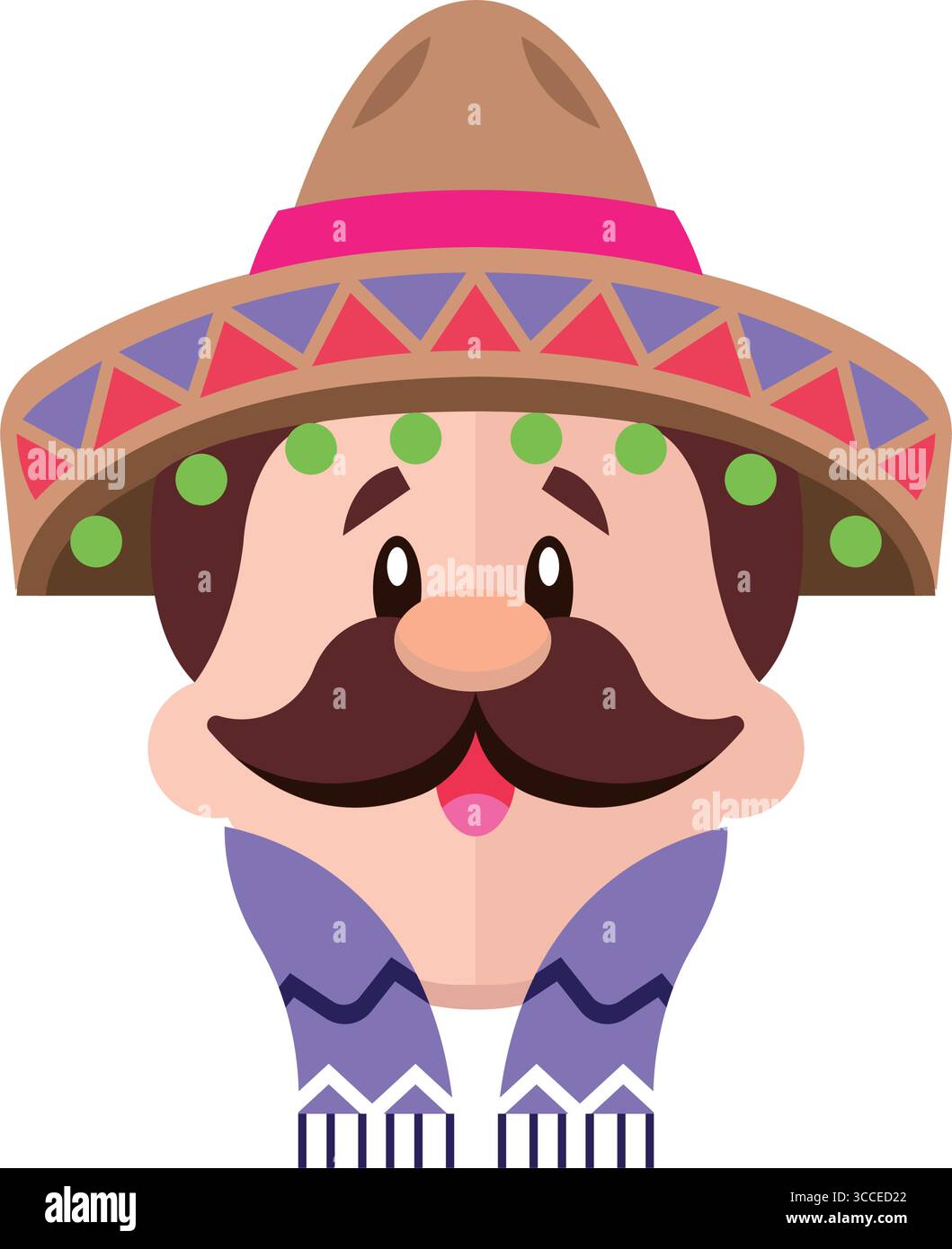 Cheerful Mexican character face. Vector Stock Vector Image & Art - Alamy