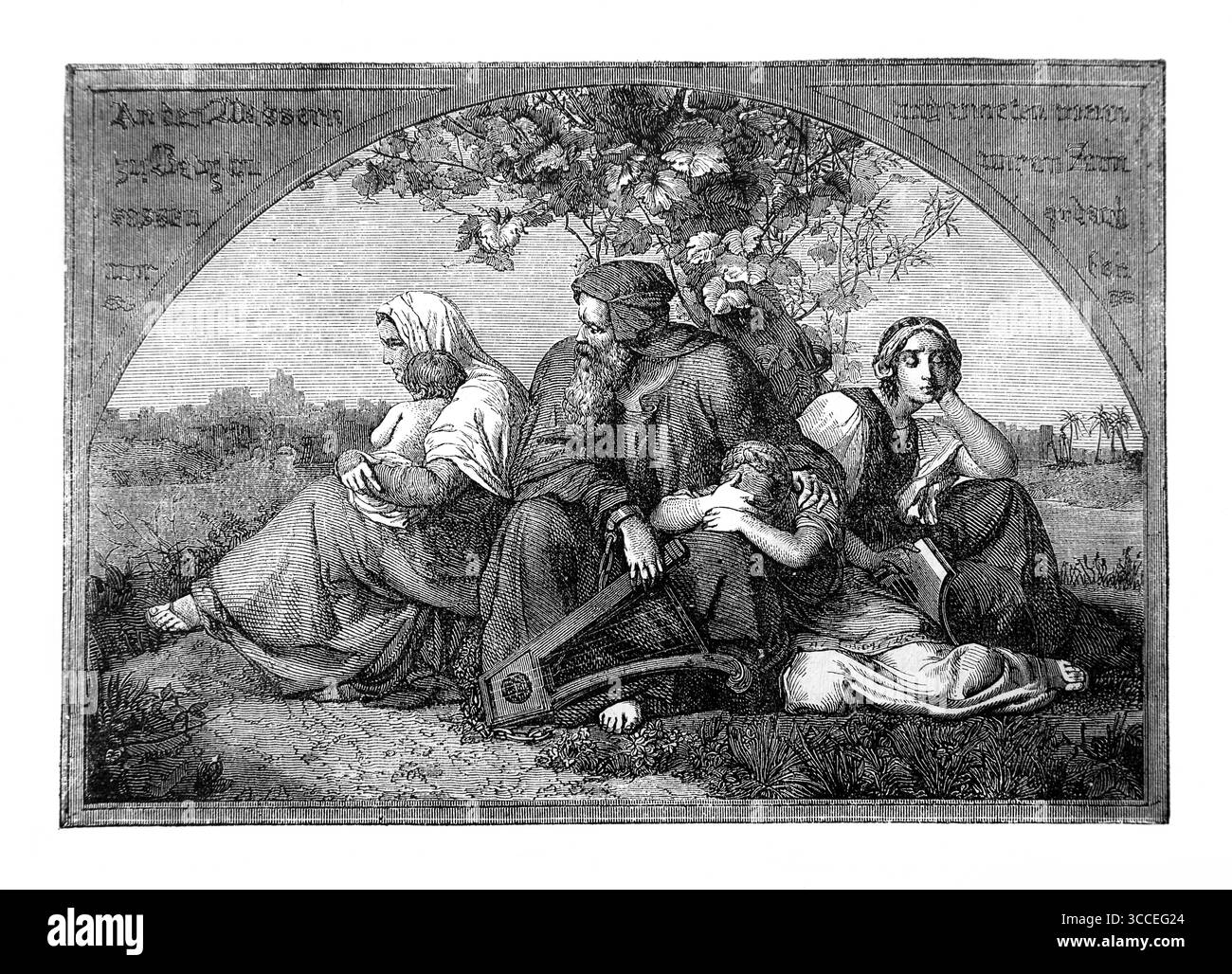Illustration of Captives by the river of Babylon Where they Sat down ...