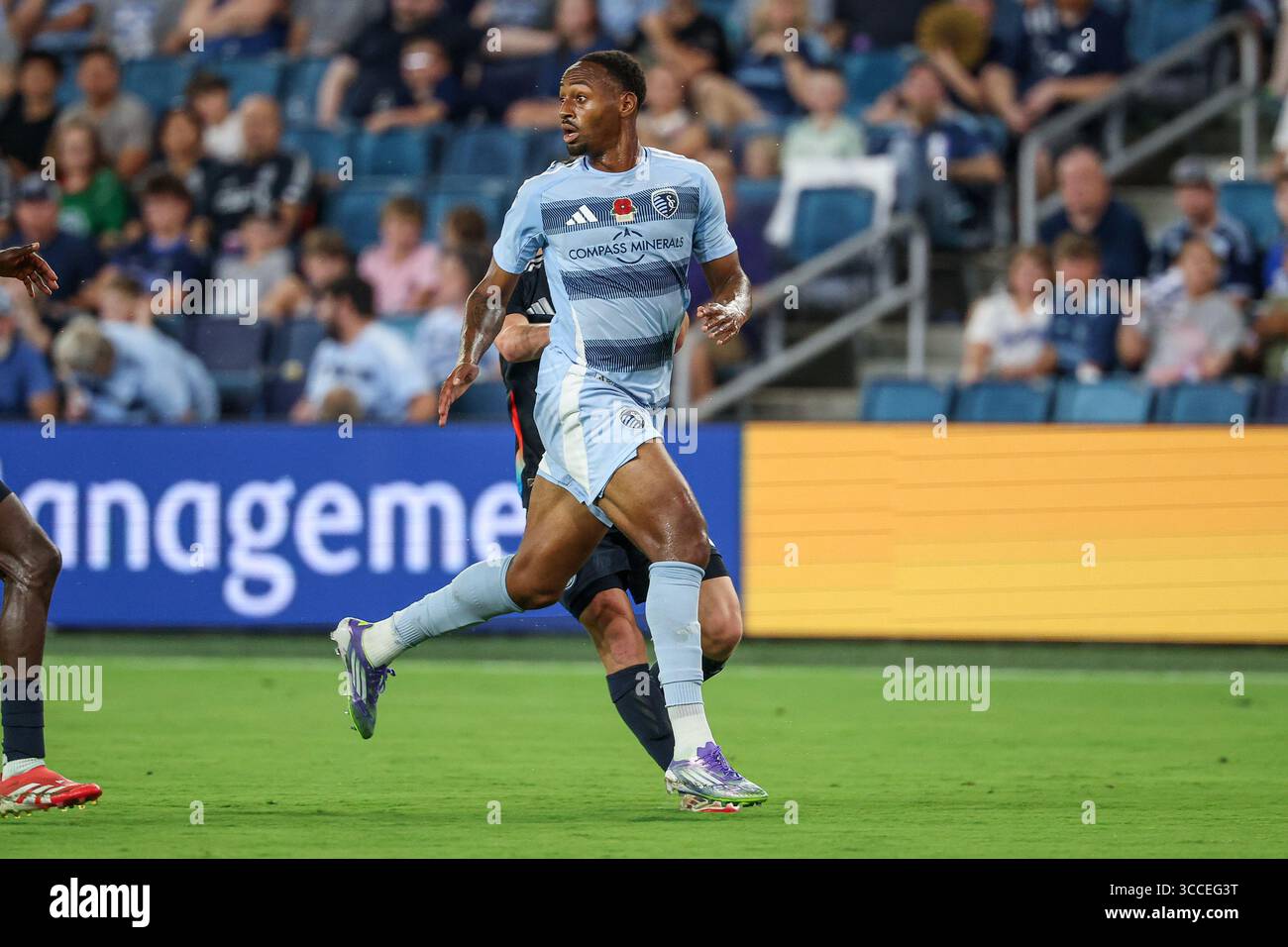 August 9, 2025: Sporting Kansas City forward Mason Toye (13) is seen ...