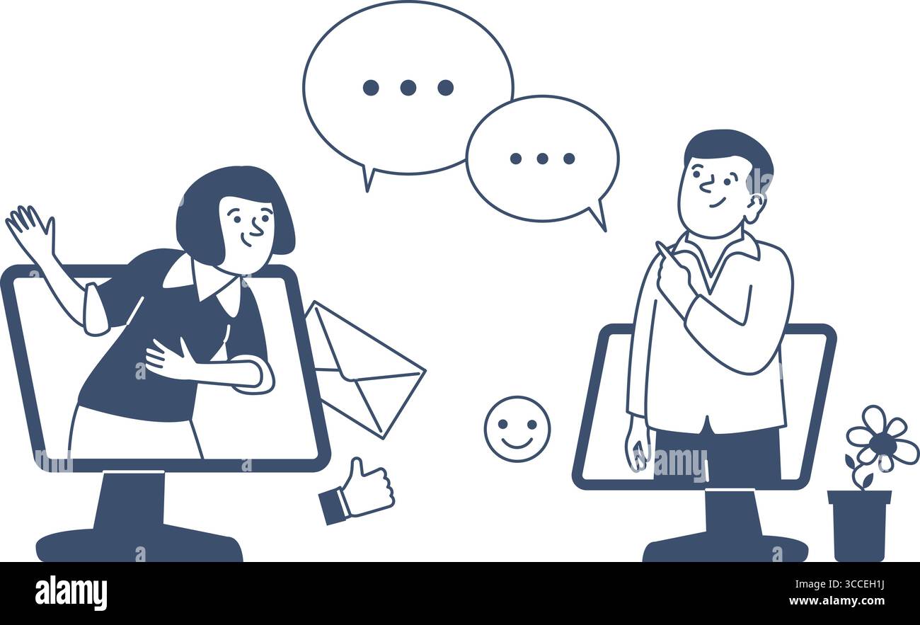 People online communication. Personal or business video call. Man and ...