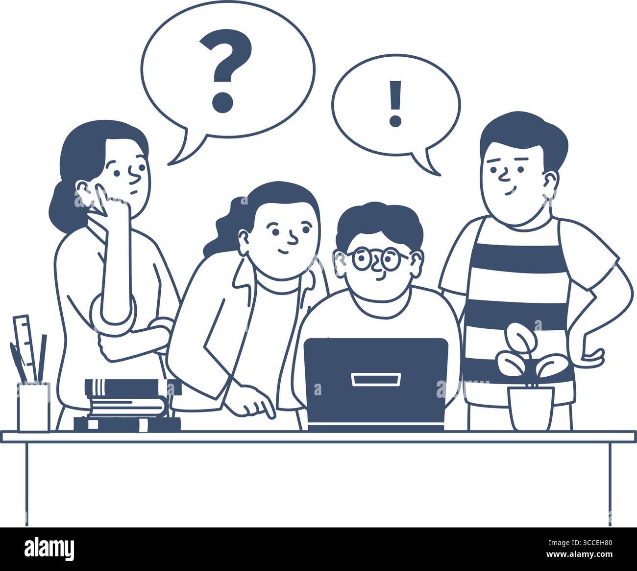 Teenagers working on laptop Stock Vector Images - Alamy