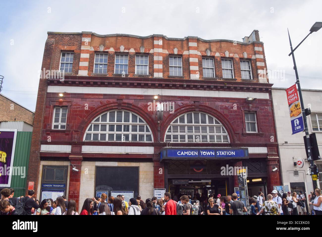 London, UK. 8th August 2025. Exterior view of Camden Town Station ...