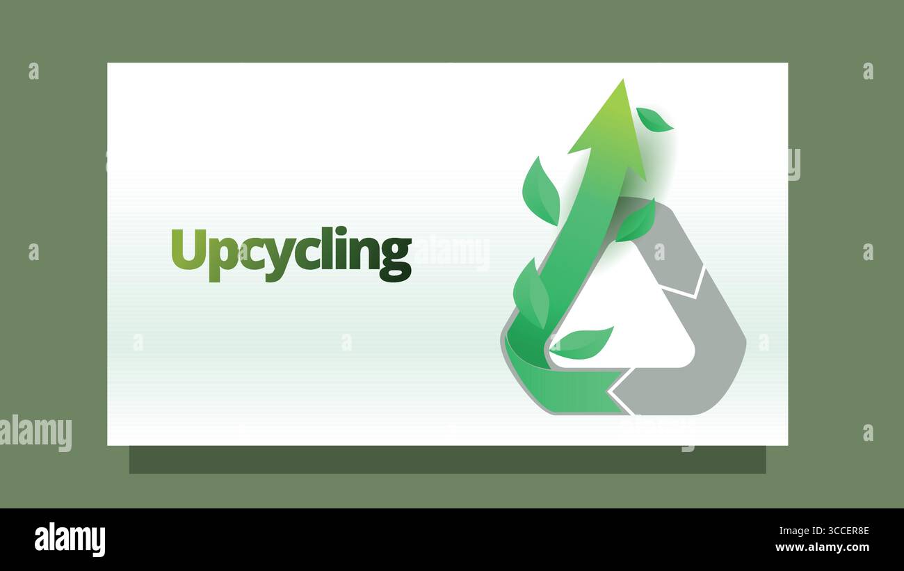 upcycling concept. recycle icon with up arrow and leafs. modern clean ...