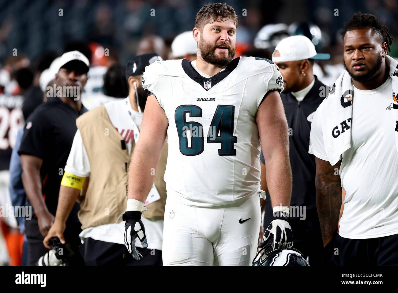 Philadelphia Eagles offensive tackle Brett Toth (64) looks on after an ...