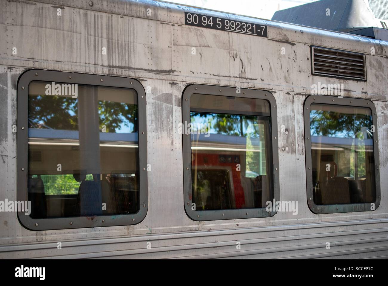 Train Car Exterior with Windows Stock Photo - Alamy