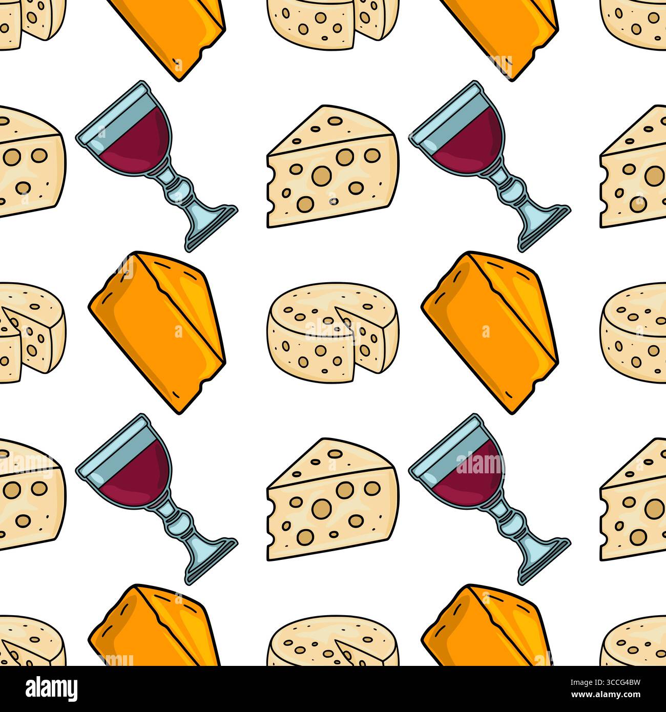 Seamless vector pattern featuring hand-drawn illustrations of various ...