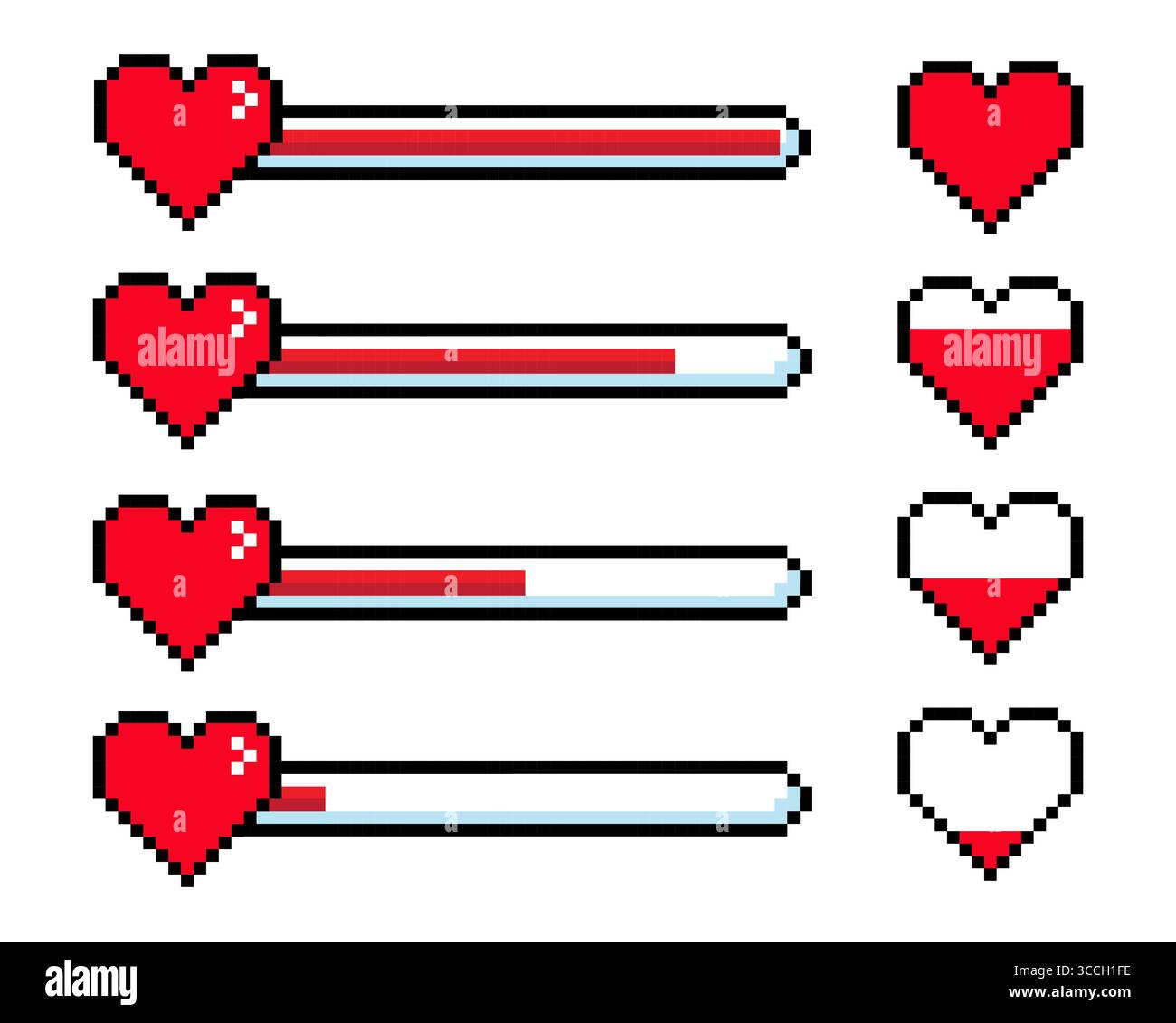 Pixel heart icon set with different hearts Stock Vector Image & Art - Alamy