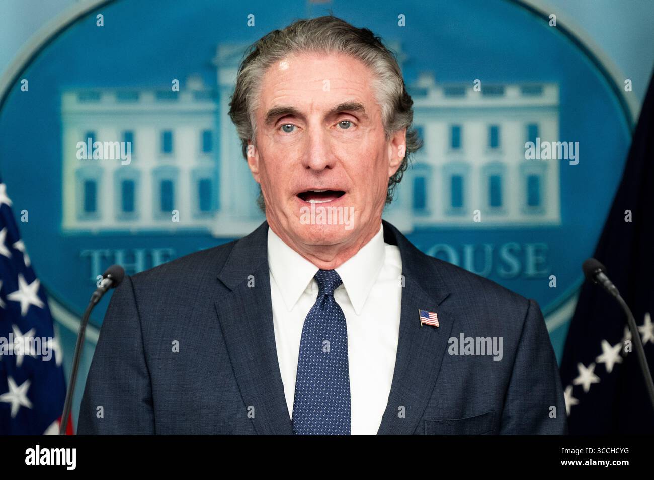 U.S. Secretary of the Interior Doug Burgum speaking at a press ...