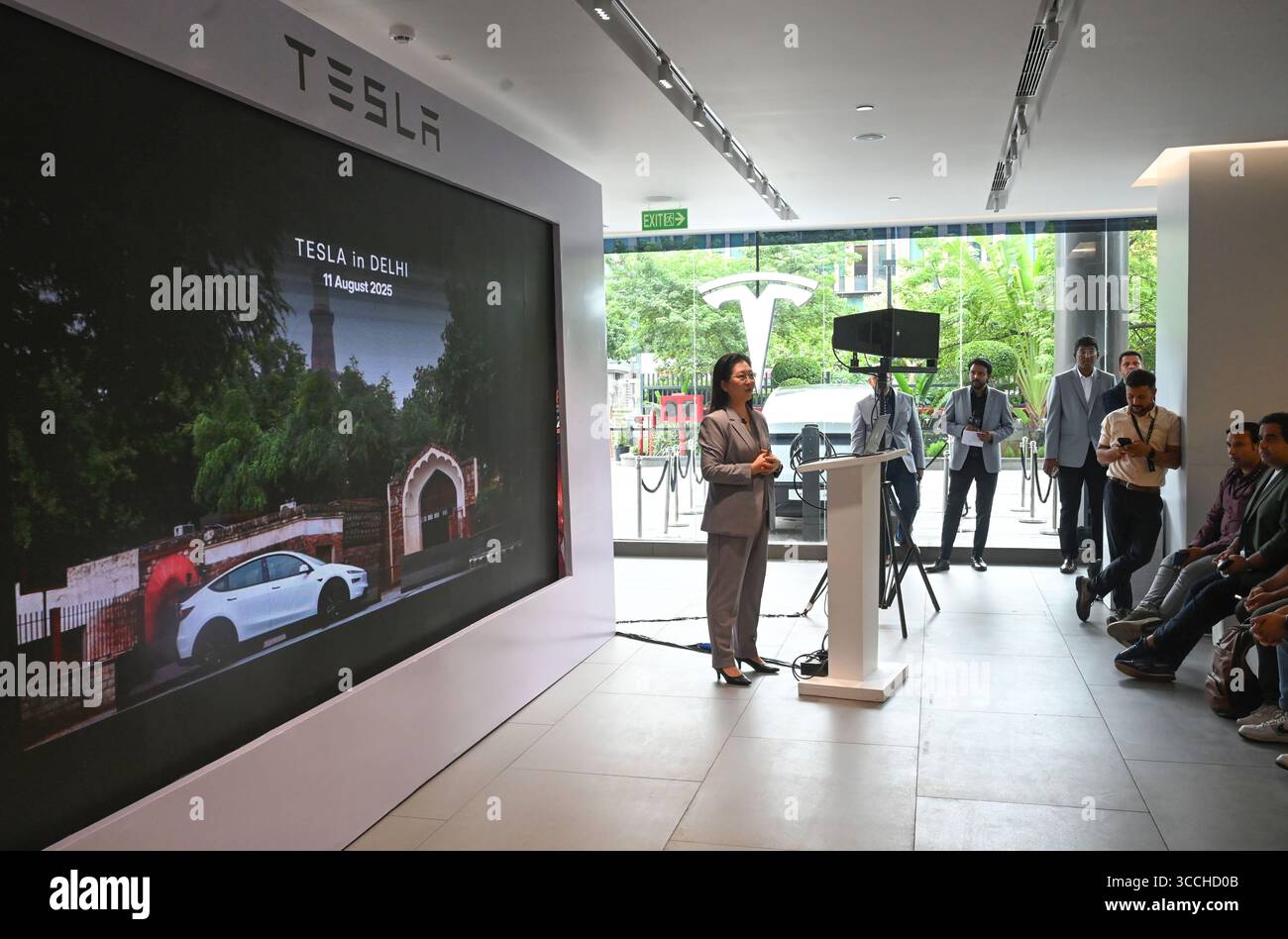 NEW DELHI, INDIA - AUGUST 11: TESLA first Delhi showroom opens in the ...