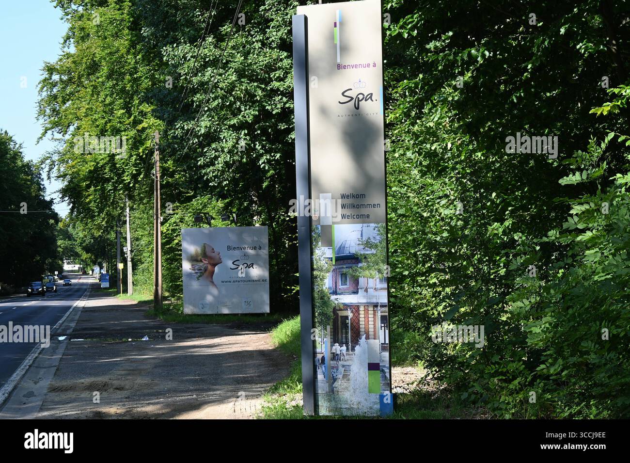 Schild Willkommen in Spa, eine Stadt der belgischen Provinz Lüttich ...