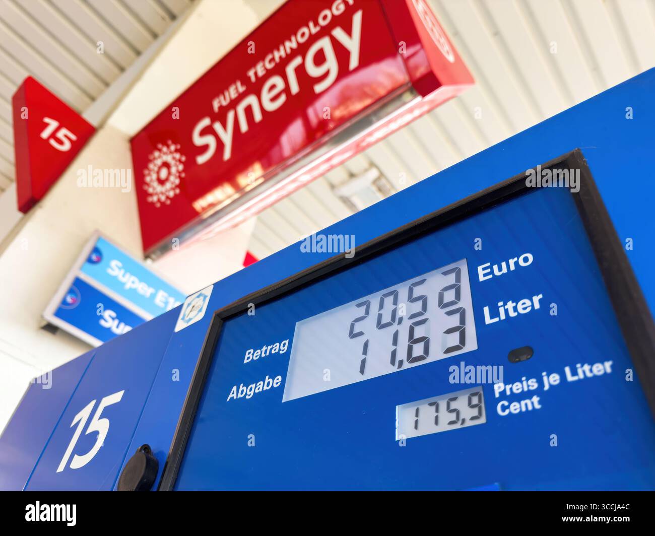 Kehl, Germany - Jan 11, 2024: Gas station fuel dispenser showing euro ...
