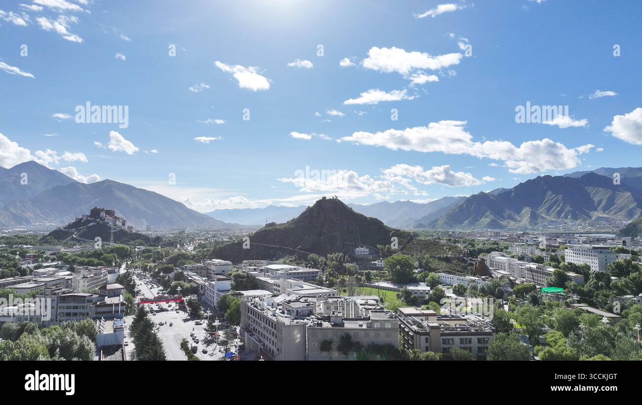 LHASA, CHINA - AUGUST 5, 2025 - Aerial view of Lhasa City, Tibet, China ...
