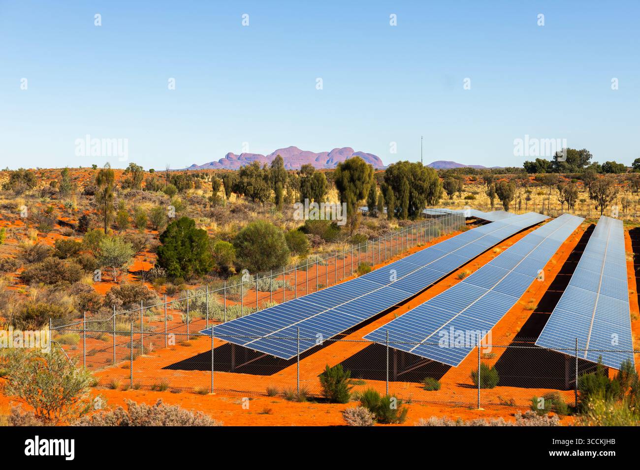 Solar panels at Yulara. In Kata Tjuṯa National Park in the Northern ...