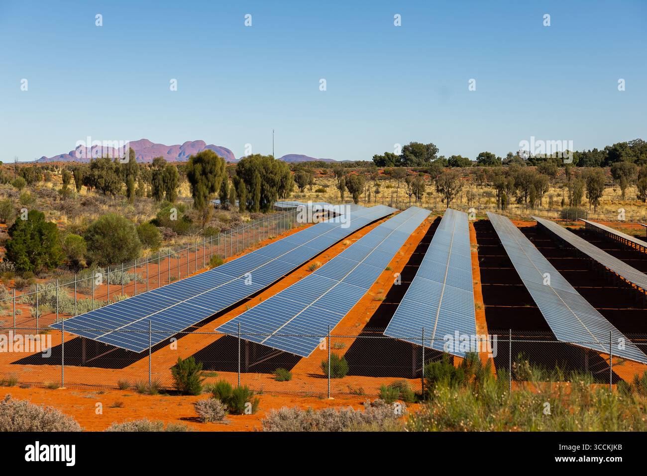 Solar panels at Yulara. In Kata Tjuṯa National Park in the Northern ...